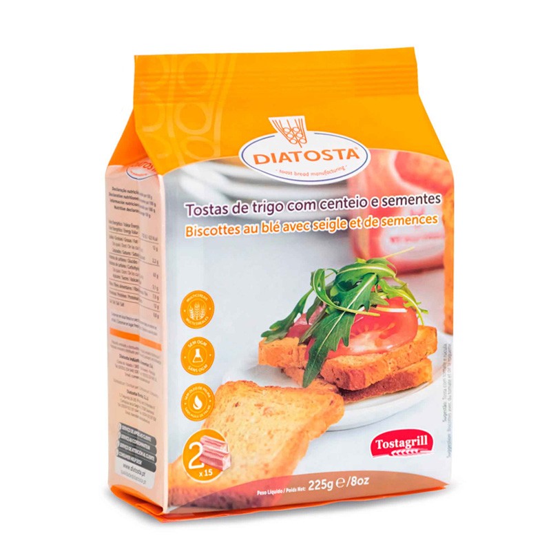 Diatosta Tostagrill Rye and Seeds Toasts 225g - Delícias
